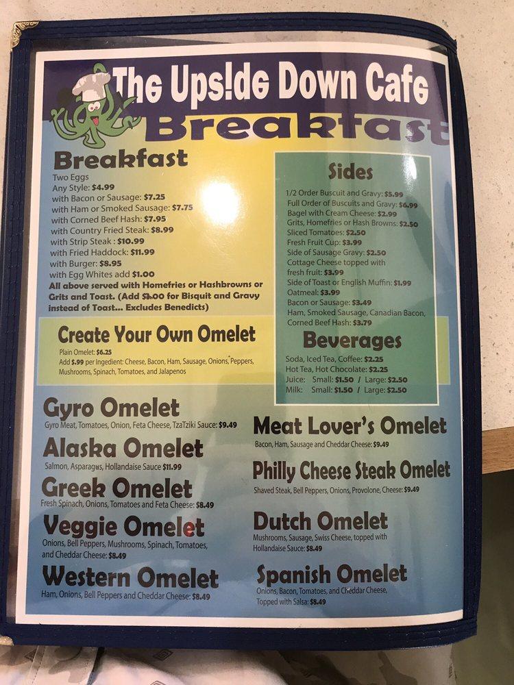 Menu at Upside Down cafe, Satellite Beach