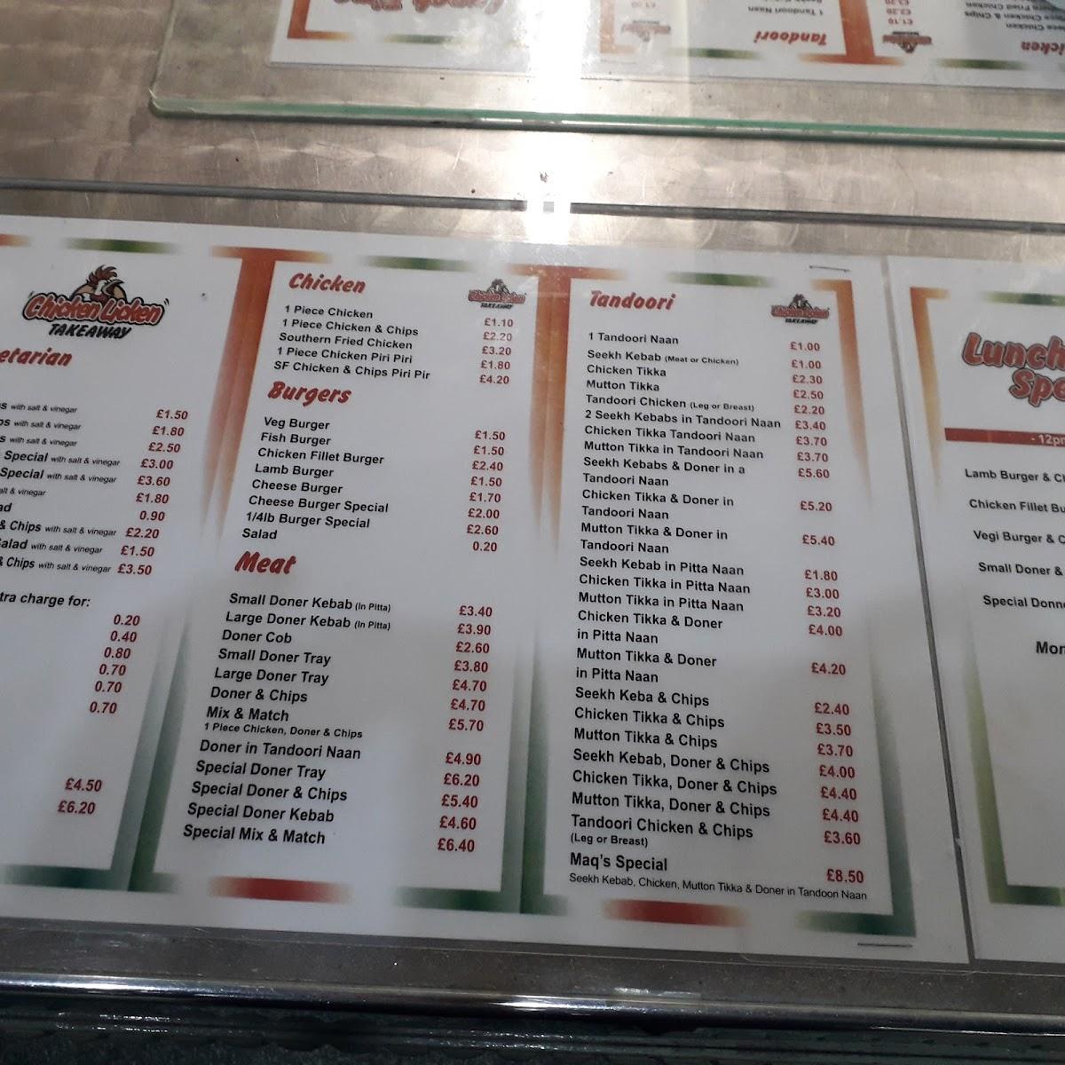 Menu at Chicken Licken fast food, Leicester
