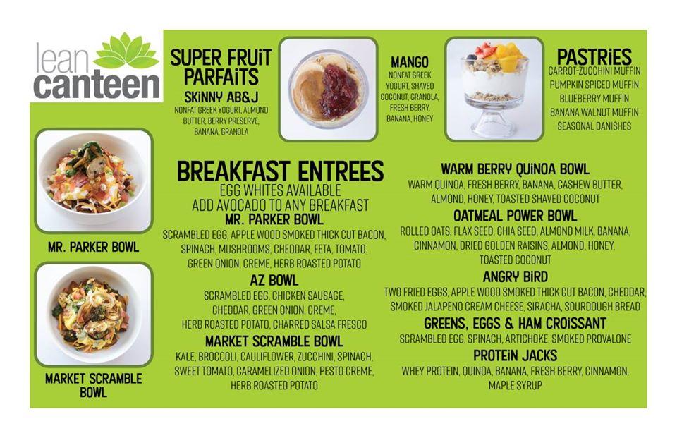 Menu at Lean Canteen restaurant, Phoenix, W Camelback Rd