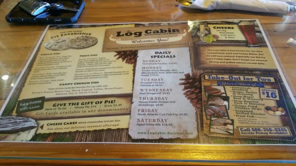 Menu at Log Cabin Family Restaurant, Baraboo, 8th St