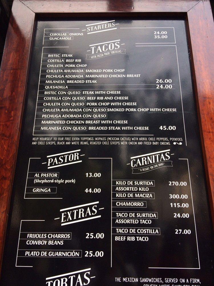 Carta del restaurante Taquería El Caifán Alameda, Ciudad López Mateos