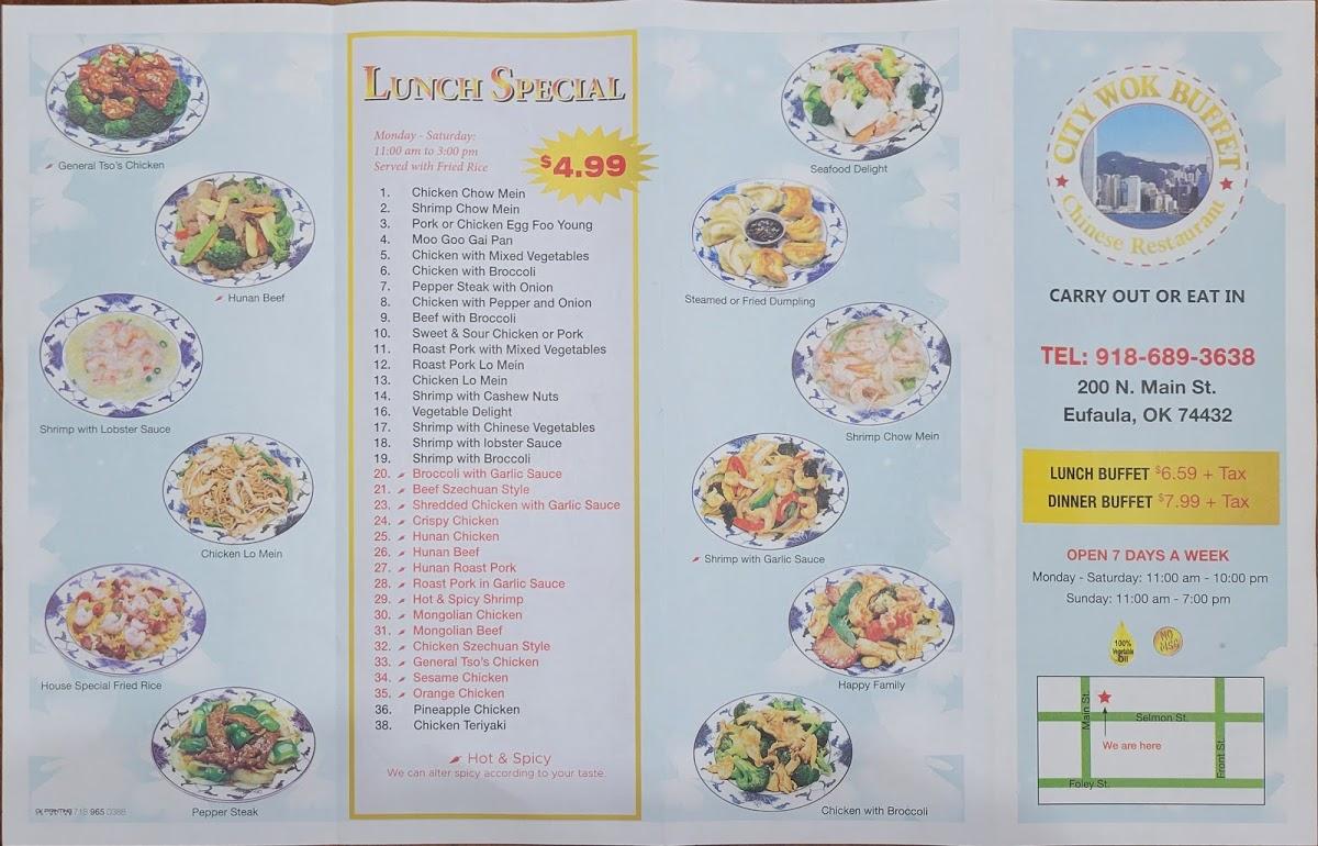 Menu at City Wok restaurant, Eufaula, 200 N Main St