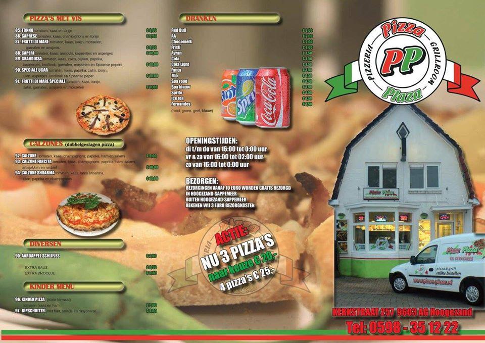 Menu at Pizza Plaza, Hoogezand