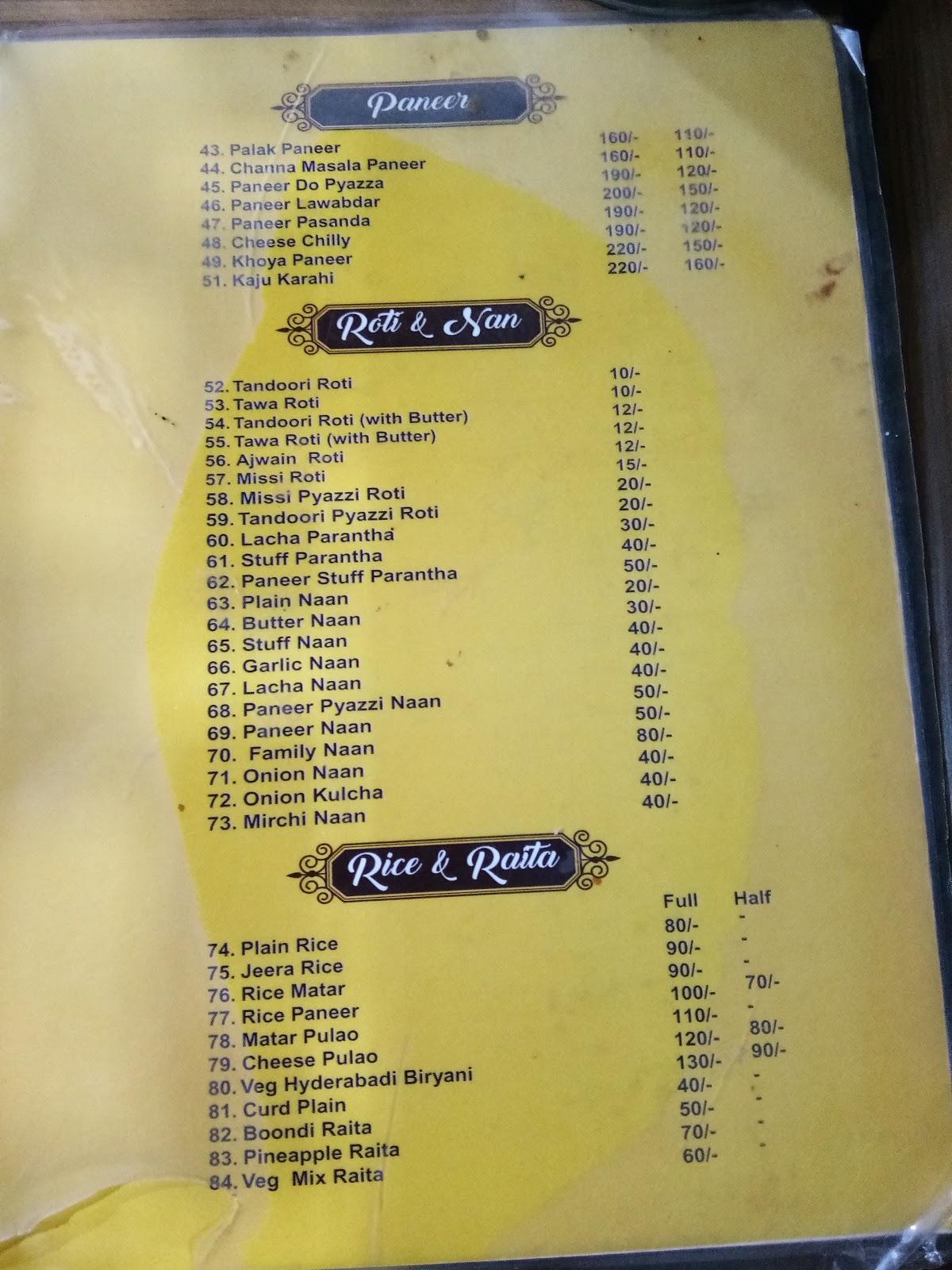 Menu at Roti Wala (Bhatinda Stylish Dhaba), Bathinda