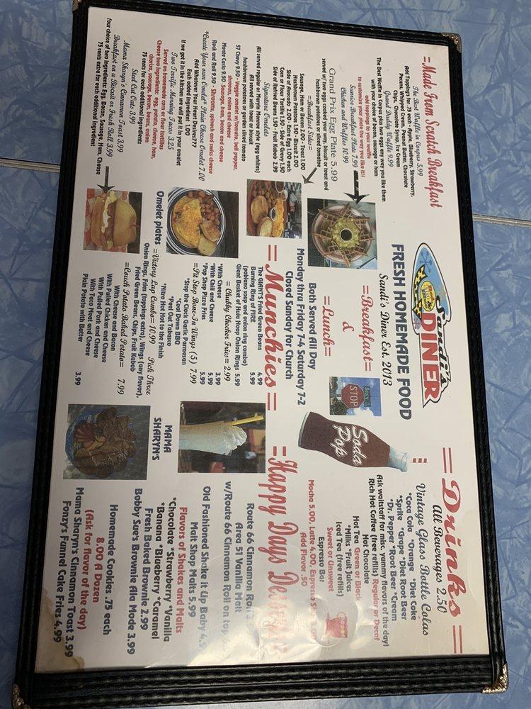 Menu at Sandi's Diner restaurant, Corpus Christi, 3801 S Staples St