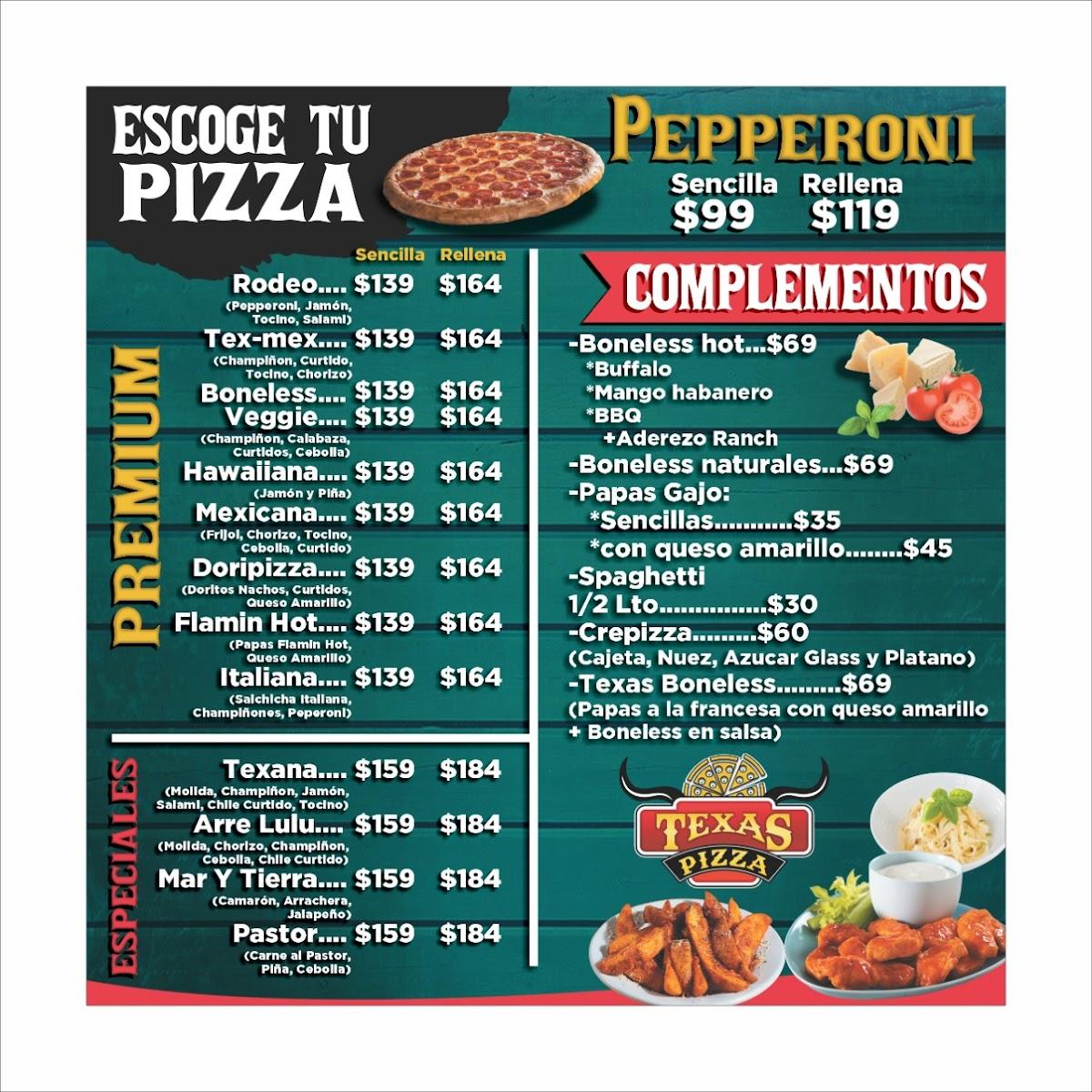 Carta del restaurante TEXAS PIZZA PARRAL, Hidalgo del Parral, Unnamed Road
