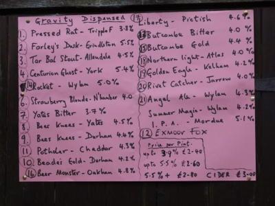 Menu at Top Lock pub & bar, Chorley