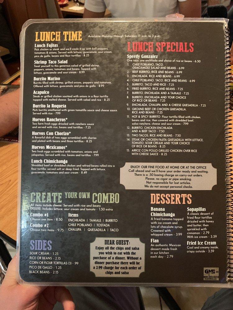 Menu at The Toros restaurant, Westfield, North Gray Rd
