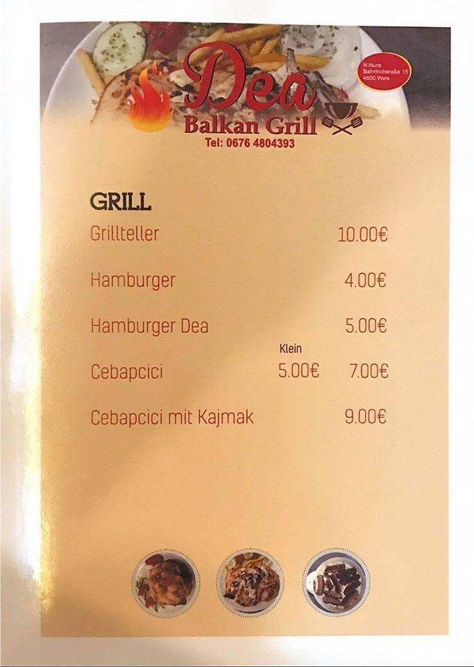 Menu at Dea Balkan Grill restaurant, Wels