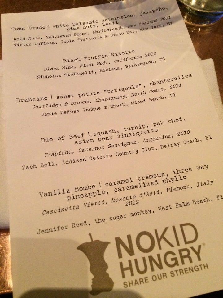 Menu at Buccan restaurant, Palm Beach