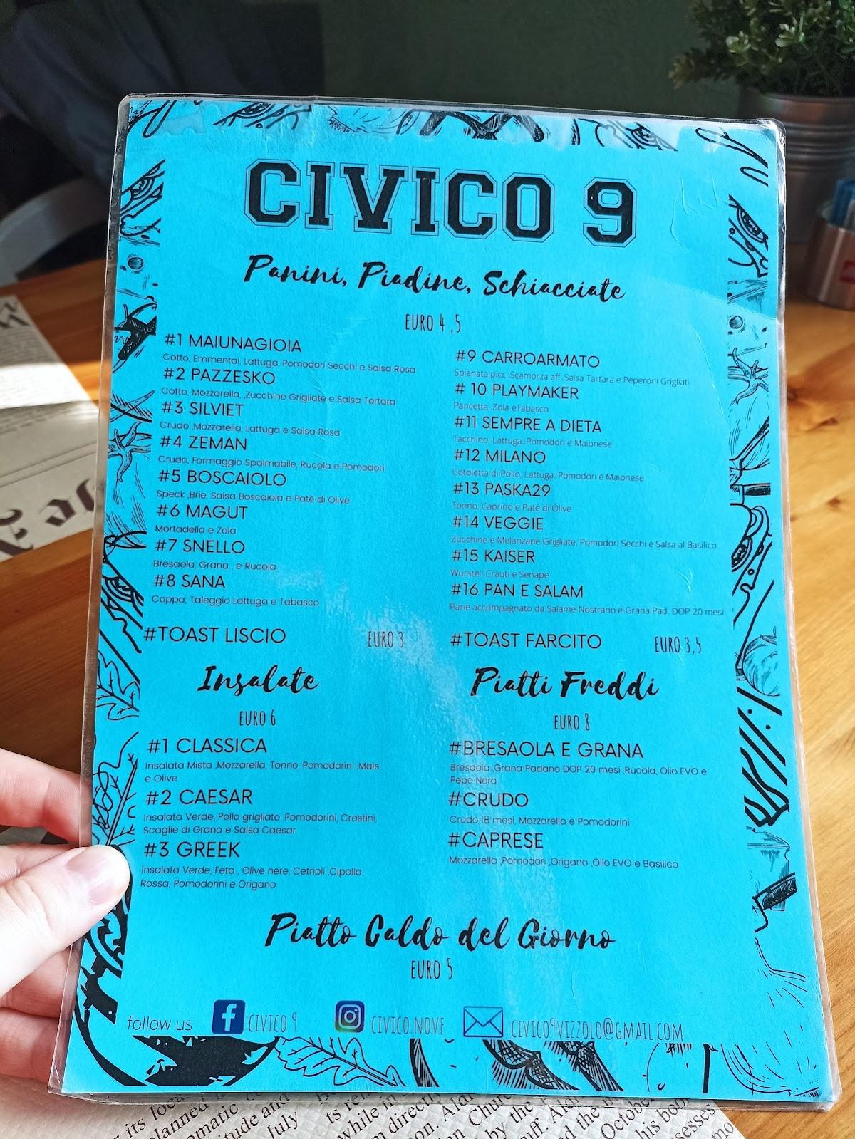 Menu da civico 9 ristorante, Vizzolo Predabissi