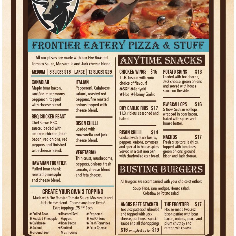 Menu at Frontier Eatery & Seafood pub & bar, Grande Prairie