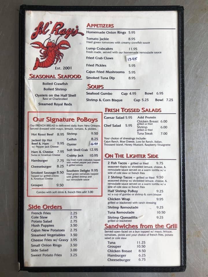 Menu at Lil' Ray's Restaurant, Long Beach