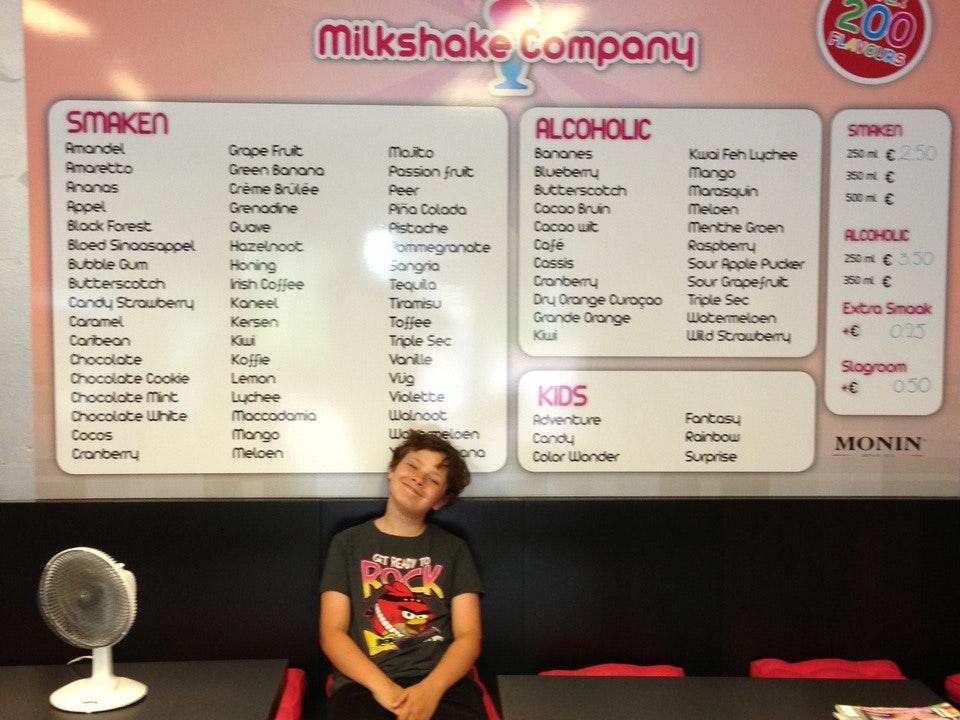 Speisekarte von Milkshake Company, Zwanenburg