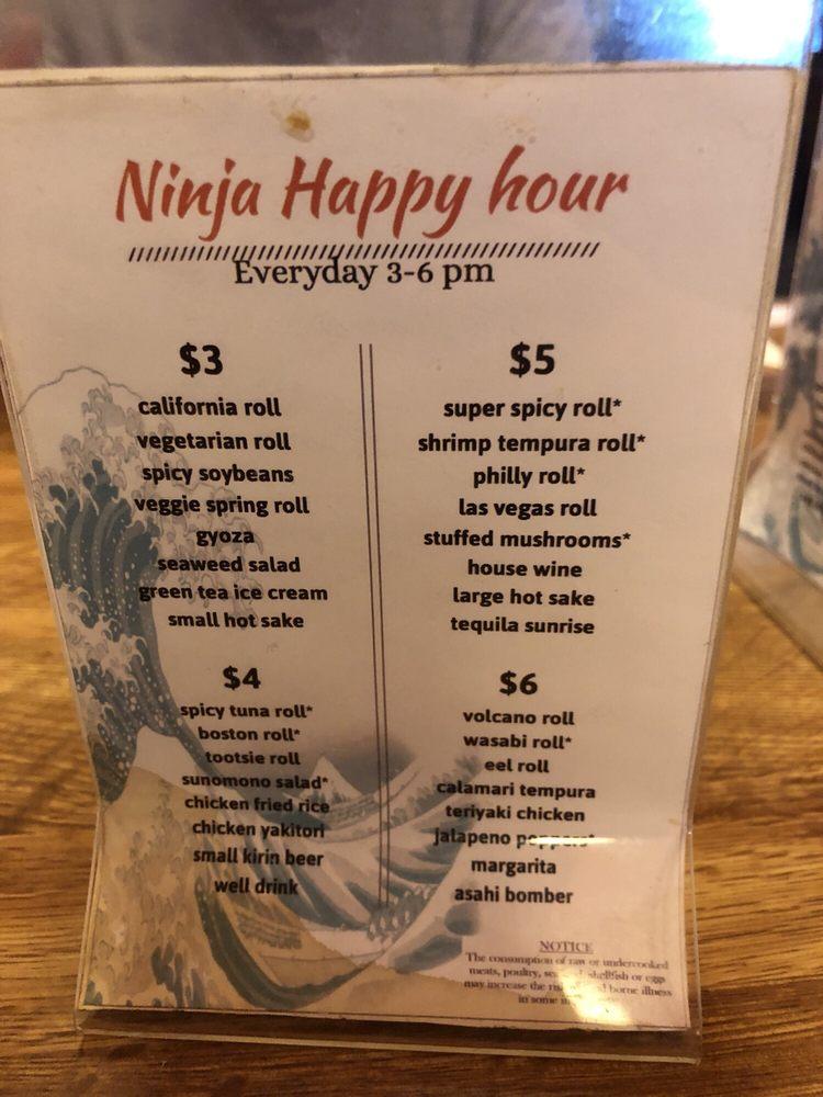 Menu at Ninja Japanese Restaurant, Chandler