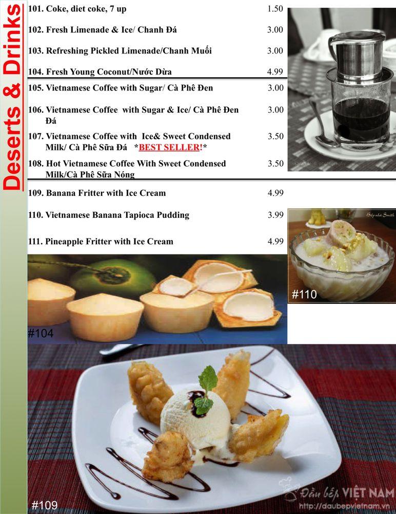 Menu at Pho No.1 Vietnamese Cuisine restaurant, Chicago