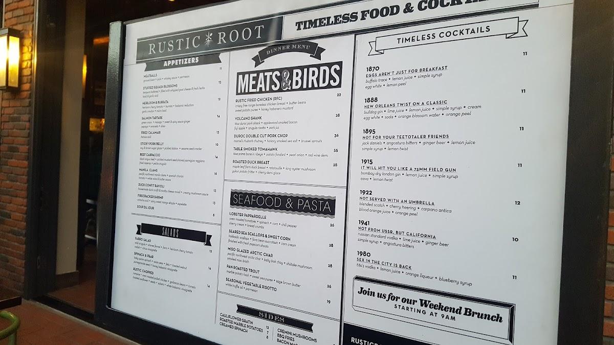 Menu at Rustic Root pub & bar, San Diego
