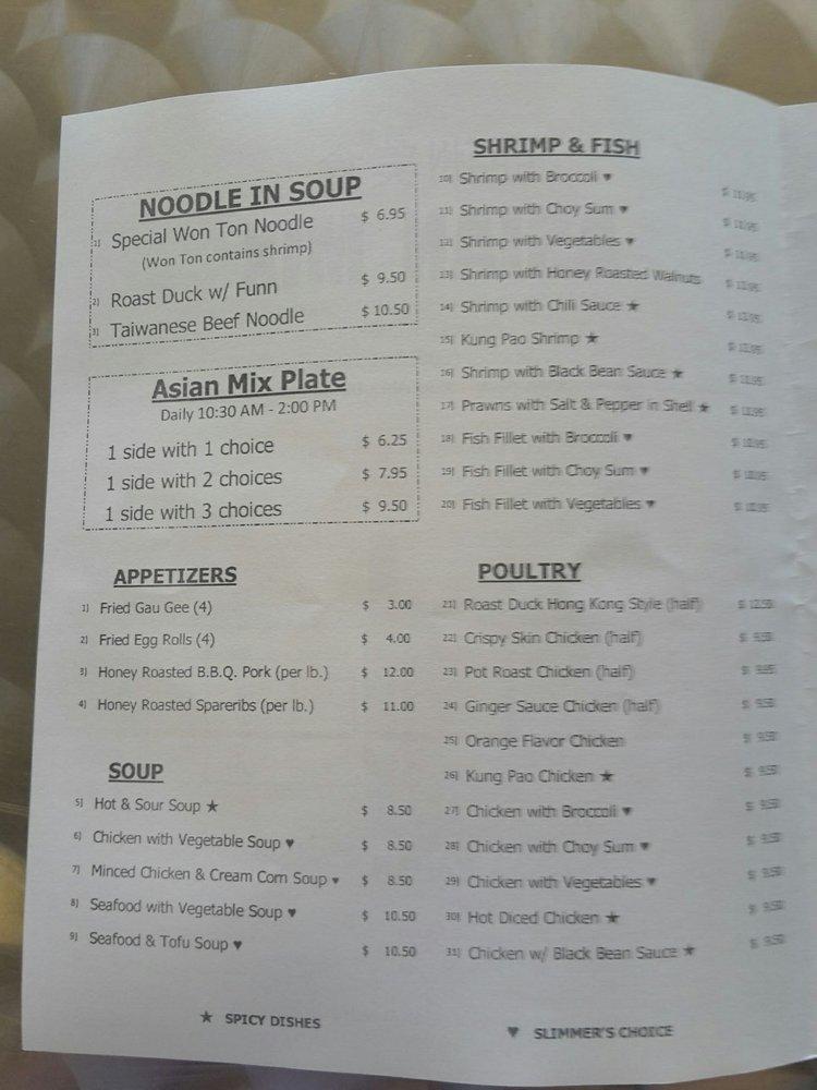 Menu at Asian Mix fast food, Honolulu, 1234 S Beretania St.