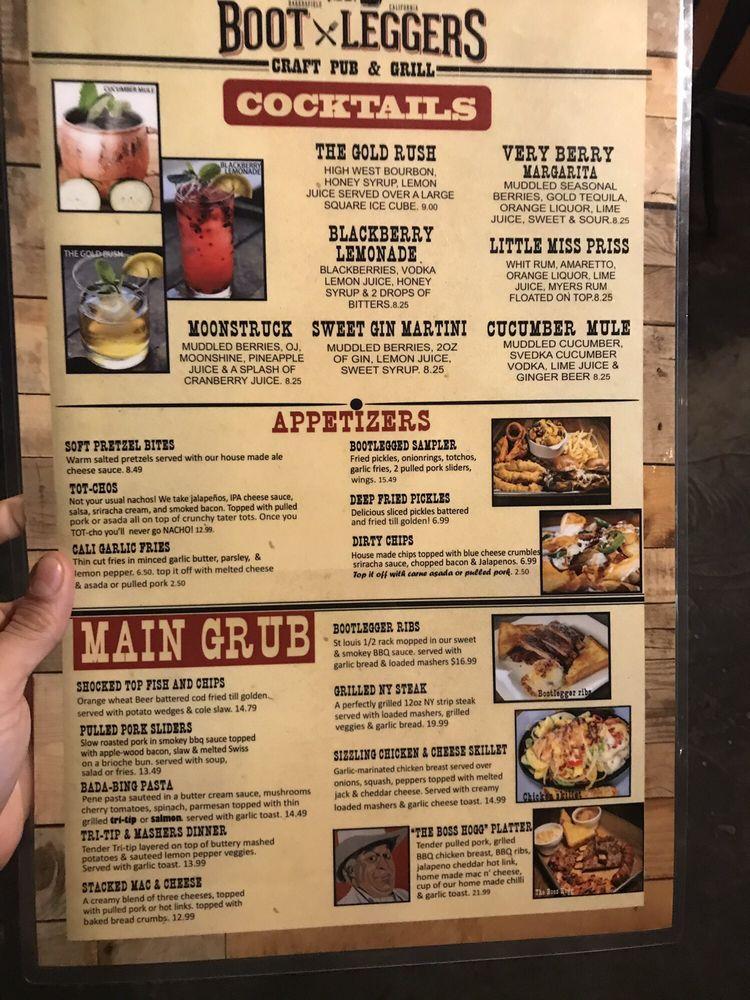 Menu at Bootleggers Craft Pub & Eatery, Bakersfield