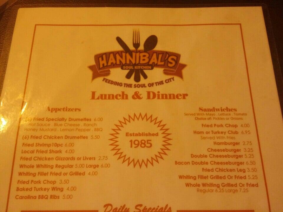 Menu at Hannibal's Kitchen BBQ, Charleston