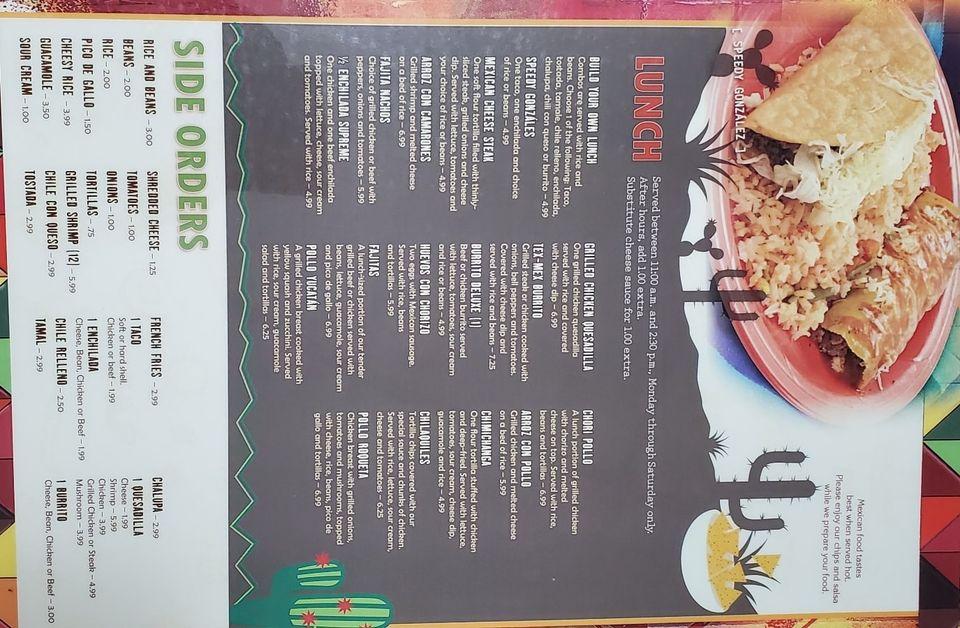 Menu at La Barranca Méxican Grill, Pearisburg