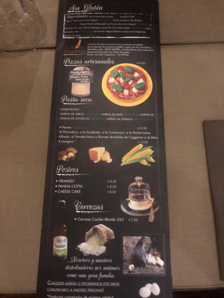 Menu at Pizza in Trevi pizzeria, Rome