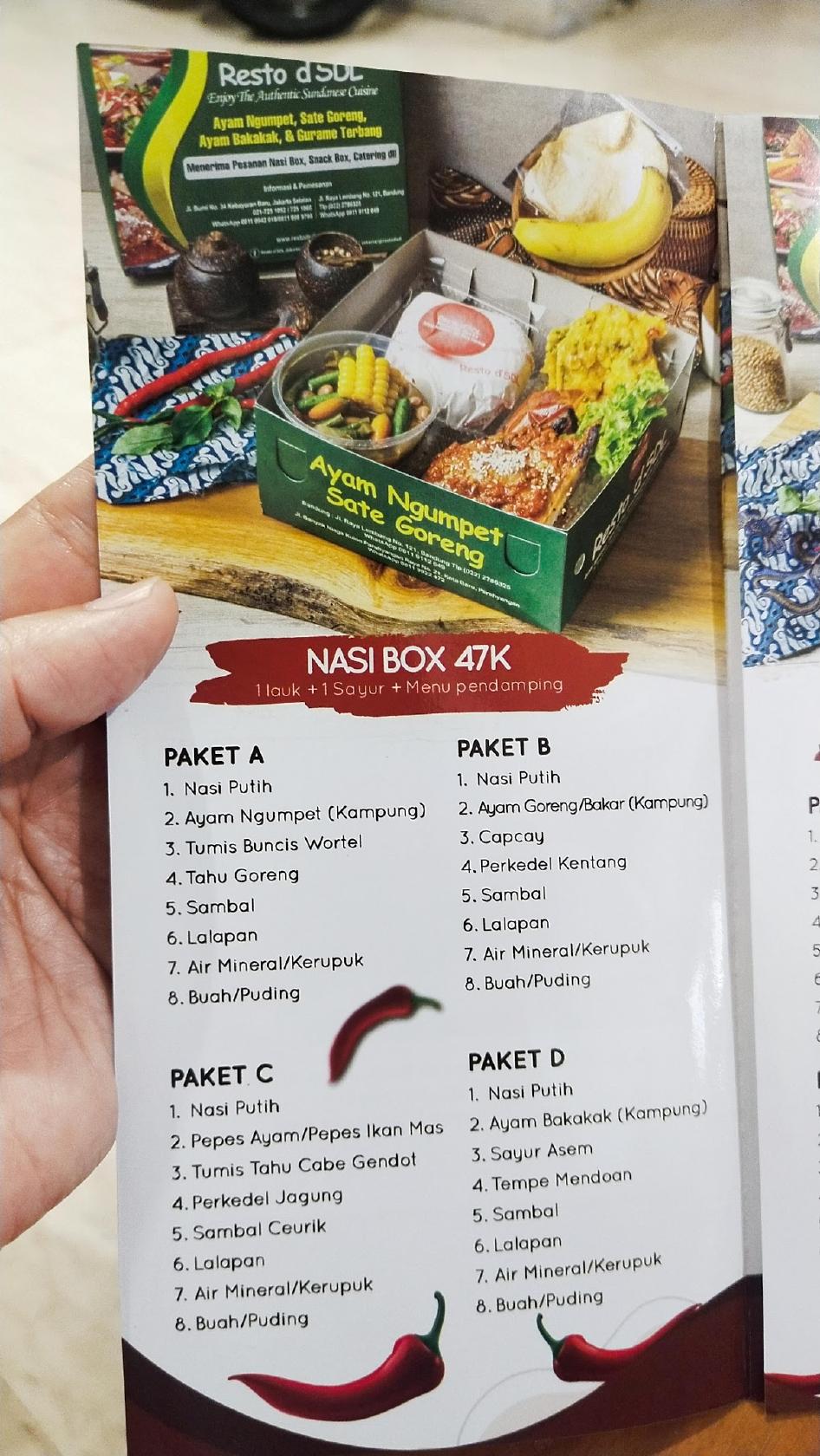 Menu at Resto d’SDL - Ayam Ngumpet & Sate Goreng restaurant, South Jakarta