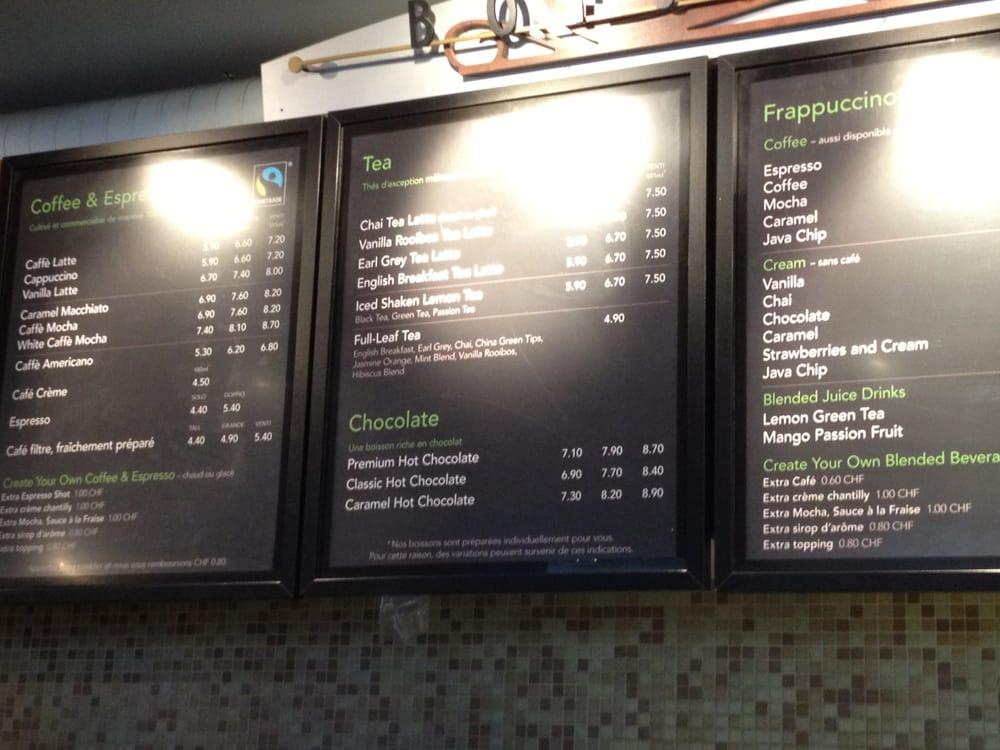 Menu da Starbucks, Ginevra, Rue du Mont-Blanc 26