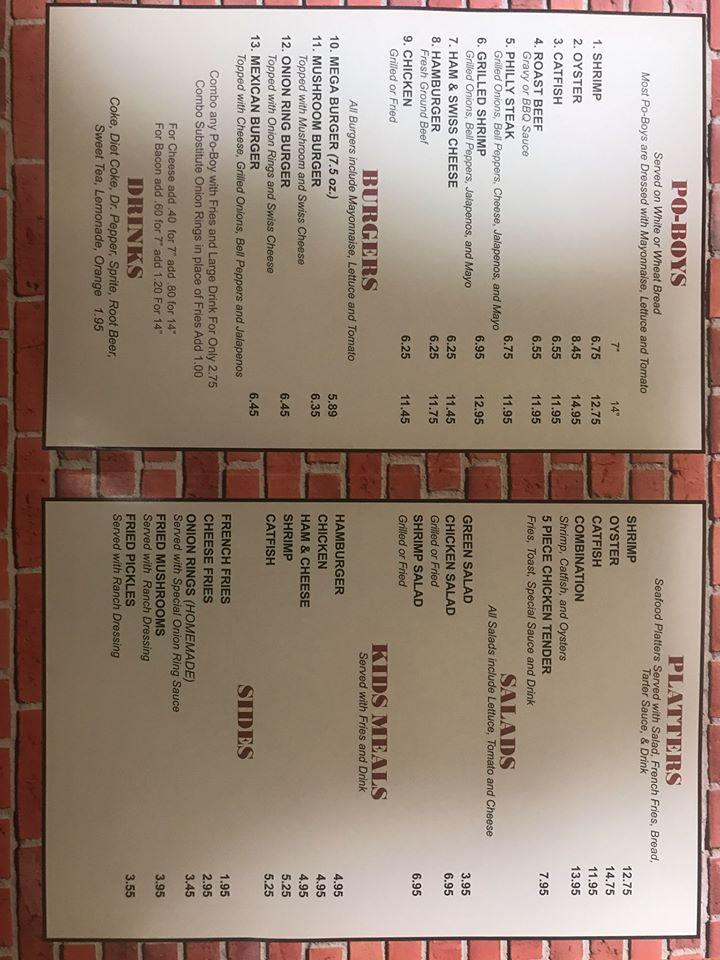 Menu at Burger Express restaurant, Baton Rouge