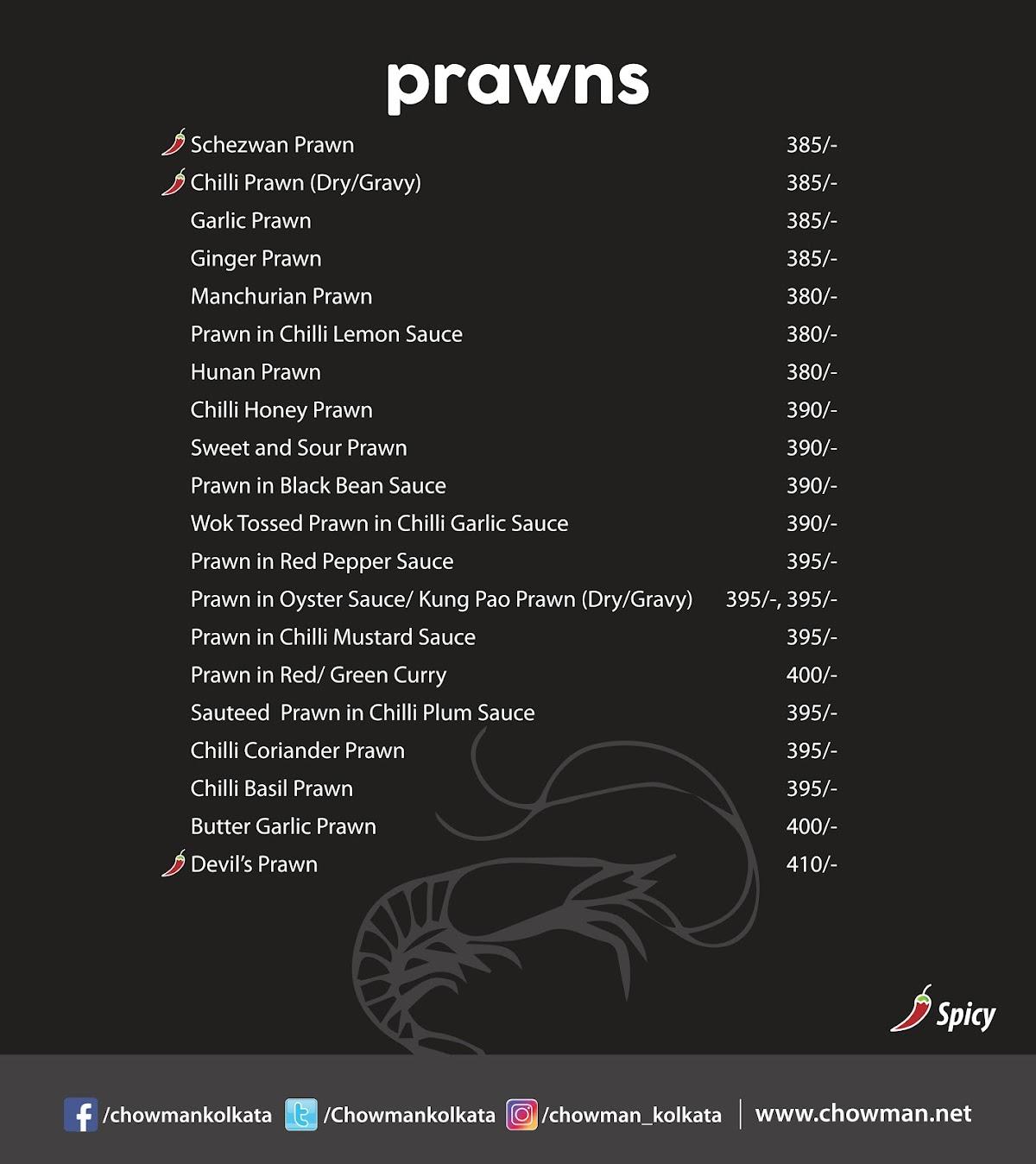 Menu at Chowman (Serampore), India