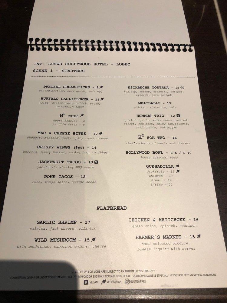 Menu at H2 Kitchen & Bar, Los Angeles