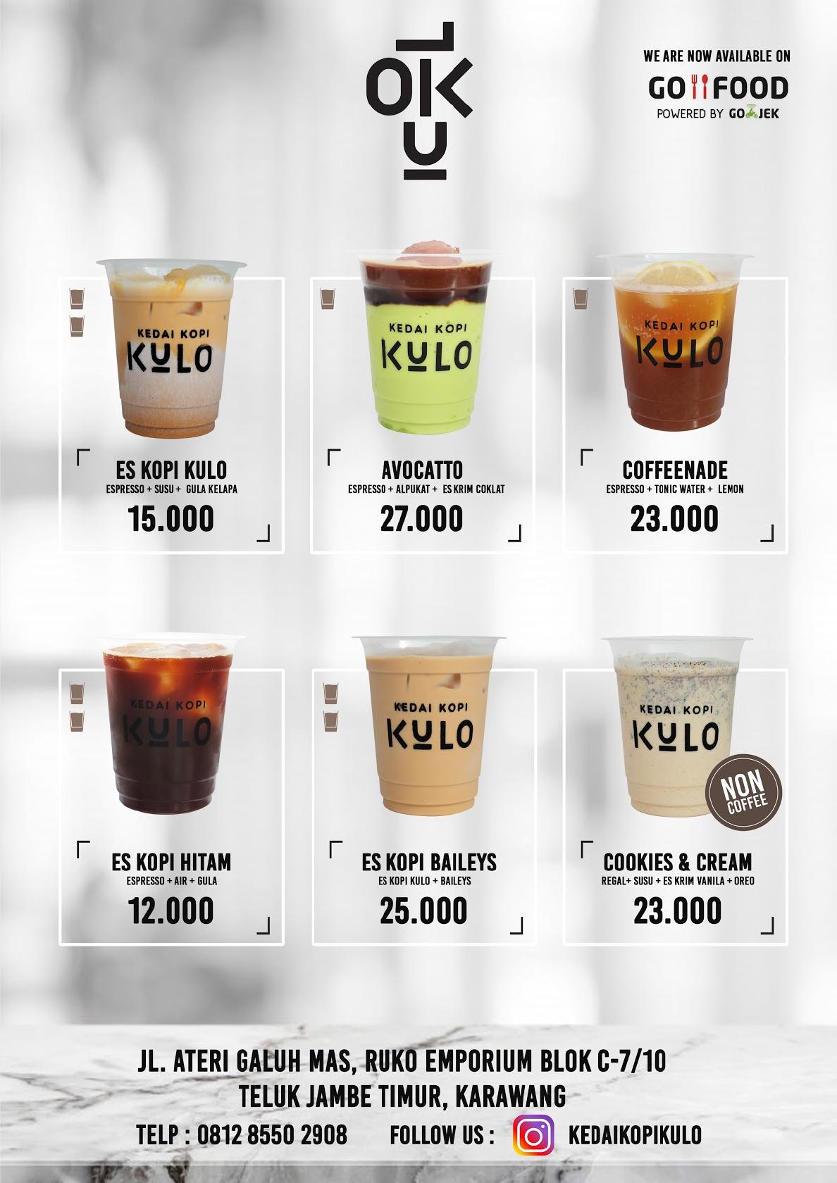 Menu at Kedai Kopi Kulo Galuh Mas, Karawang