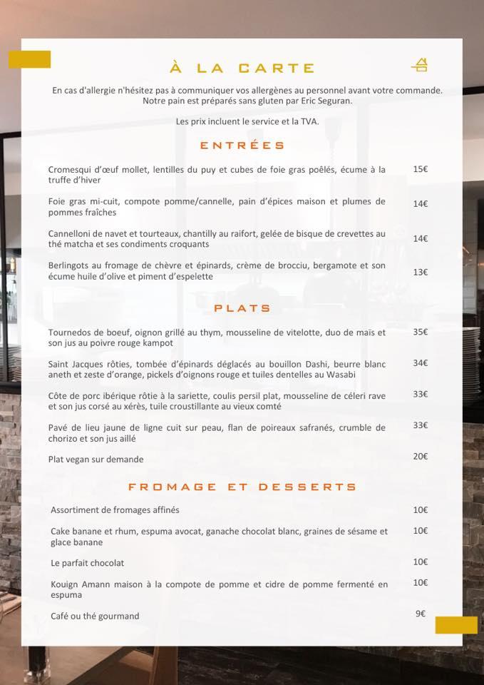 Menu au La Toile du Chef restaurant, Meaux
