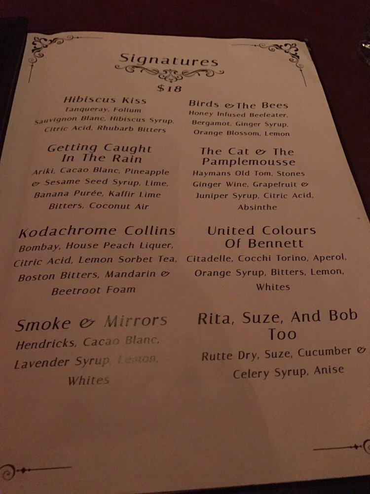 Menu at The Gin Room pub & bar, Auckland, 12 Vulcan Lane