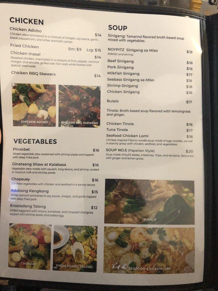 Menu at The Noypitz Bar & Grill, Los Angeles