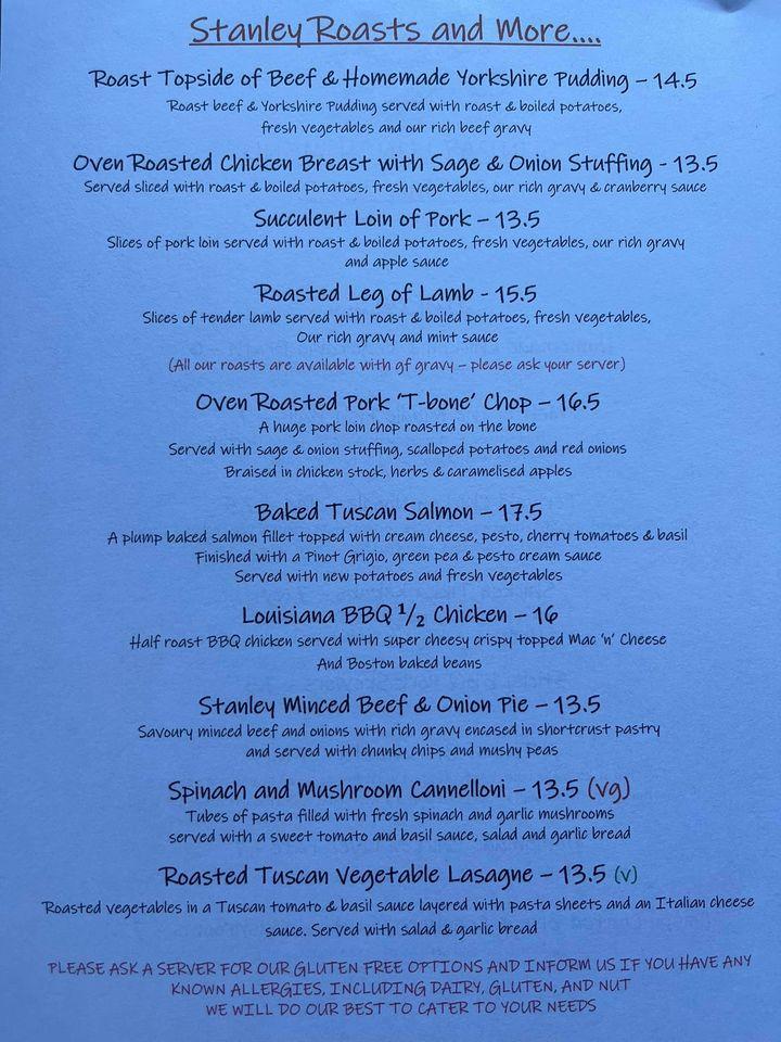 Menu at The Stanley Arms pub & bar, St Helens