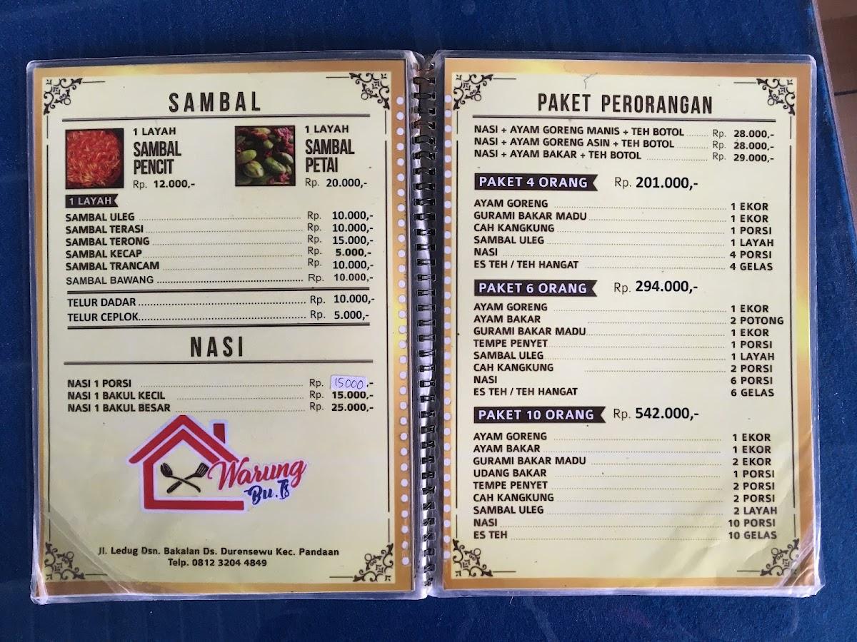 Menu at Warung Bu Is restaurant, Pandaan, Jl. Sedap Malam No.22