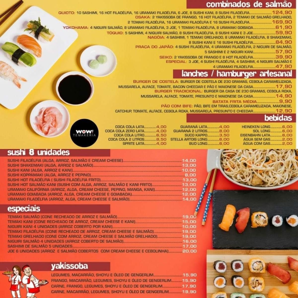 Menu at Wow! GOURMET SUSHI restaurant, Curitiba