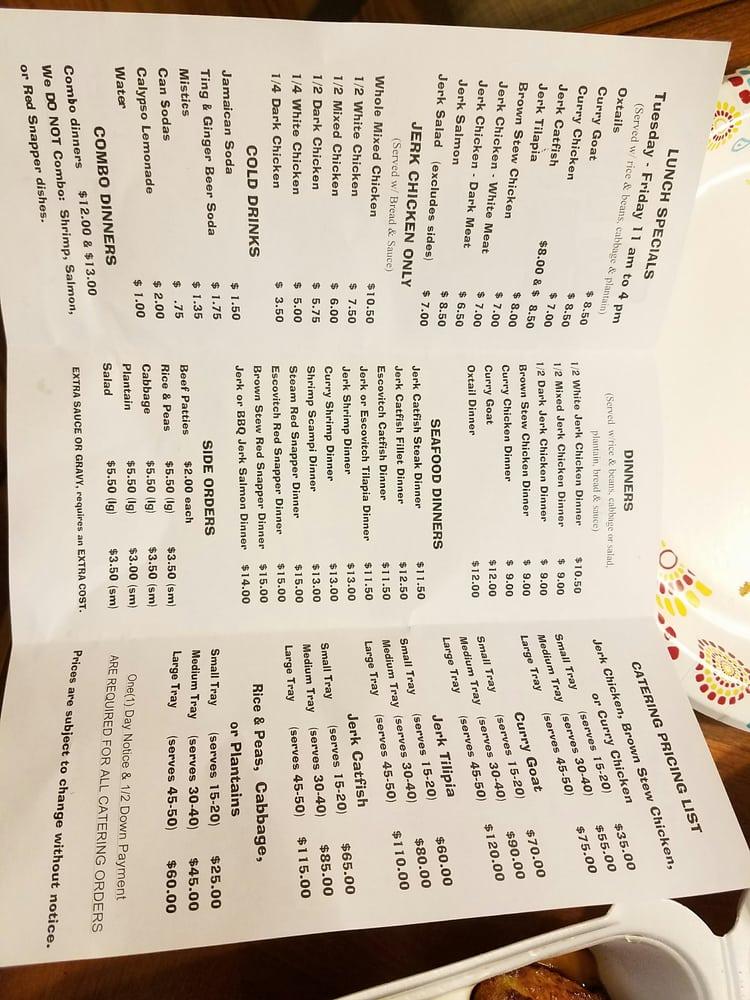 Menu at Ya Mon Jamaican Cuisine restaurant, Country Club Hills