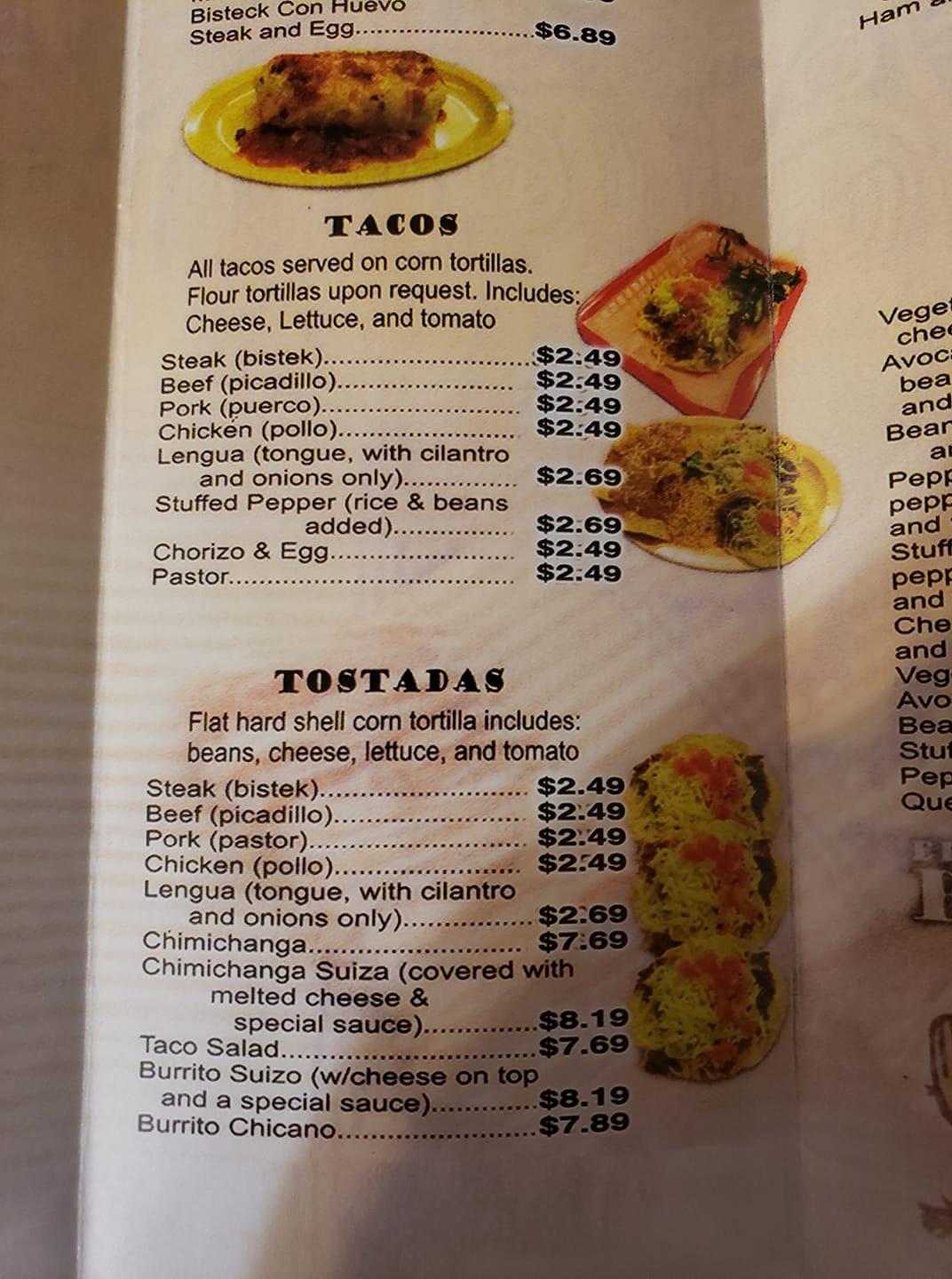 Menu at Gorditas Mi Ranchito restaurant, Lemont, State St