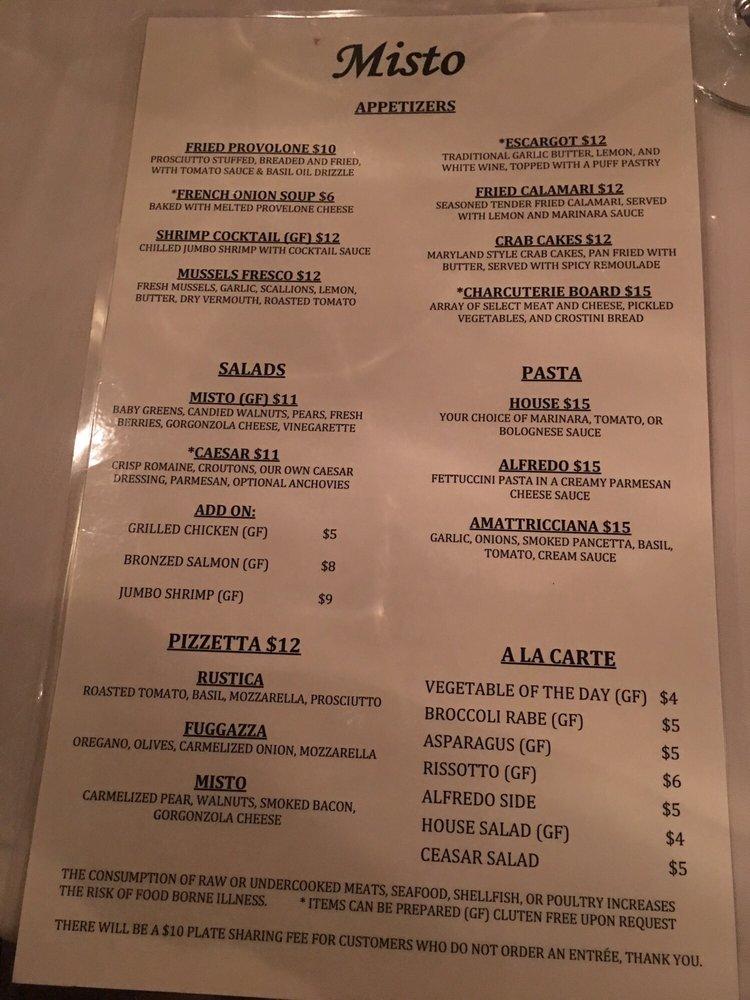 Menu at Misto Bar & Grill, Cape Coral