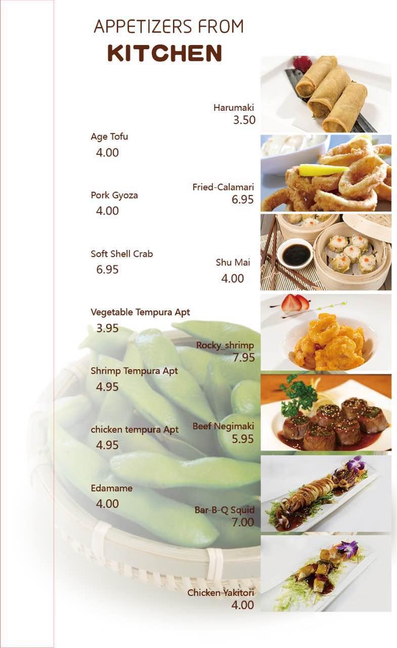 Menu at Mizu Sushi Bar & Grill, Niles