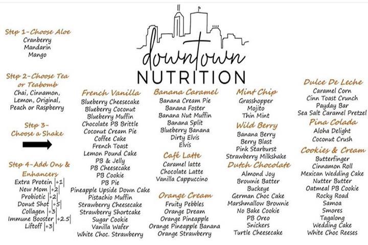 Menu at Downtown Nutrition pub & bar, Wabash