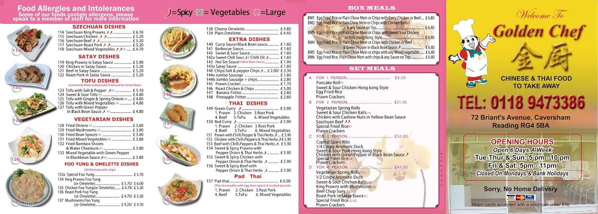Menu at Golden Chef restaurant, Reading