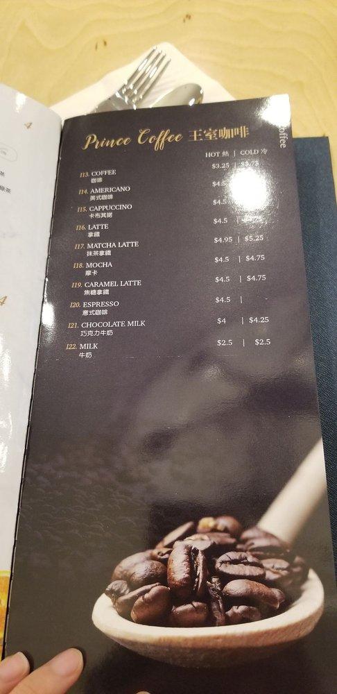 Menu at Prince Tea house desserts, Philadelphia