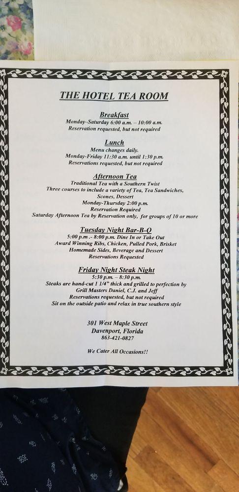 Menu at The Hotel cafe, Davenport
