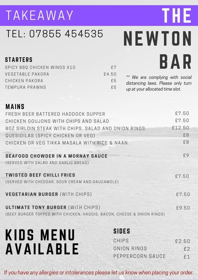 Menu at The Newton Bar, Millport