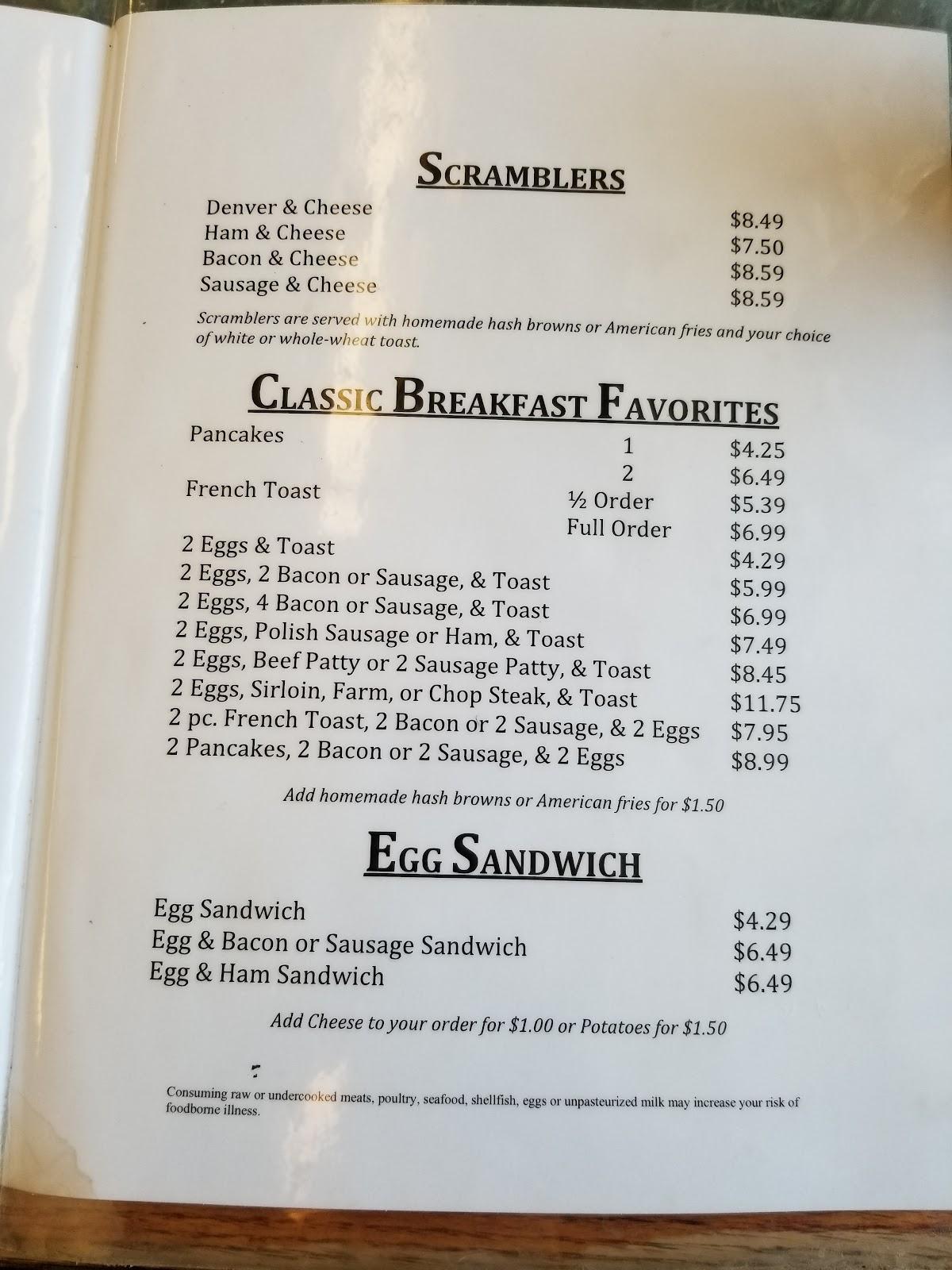 Menu at Two Brothers restaurant, Milwaukee