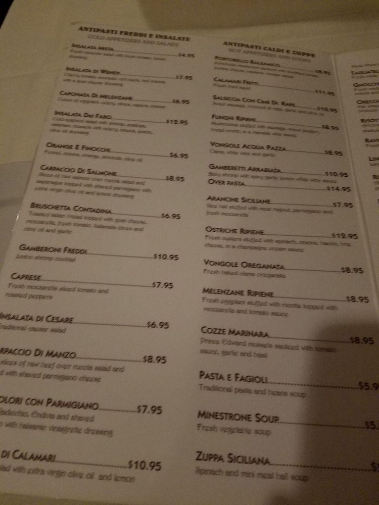 Menu at Lassoni restaurant, North Arlington