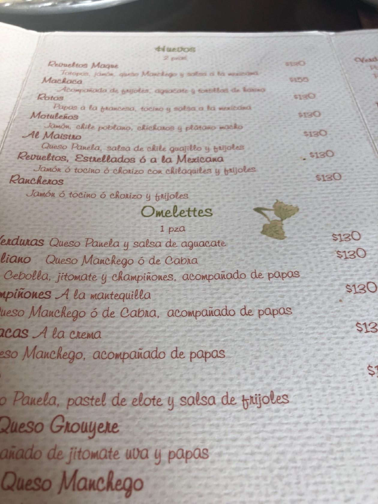 Menu at Maque Café, Mexico City, Av. Altavista 131-Local 5